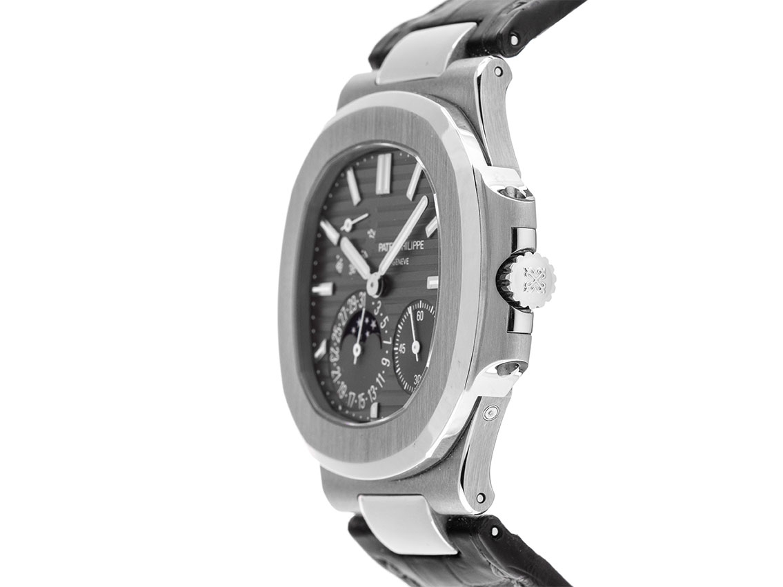 Patek Philippe Nautilus 18kt Weißgold Automatik Mondphase Gangreserve ...