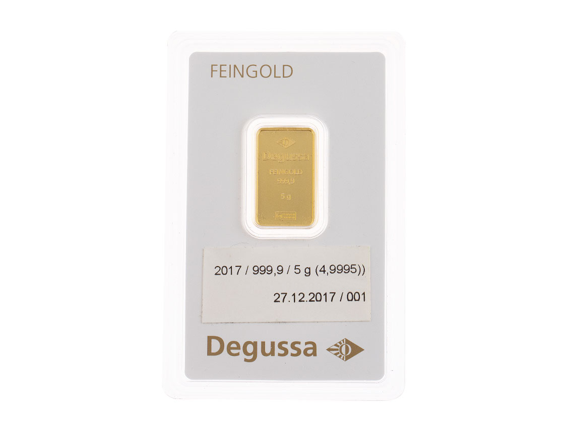 Goldbarren 999,9 Feingold 5g Degussa eingeschweißt - Archive germany ...