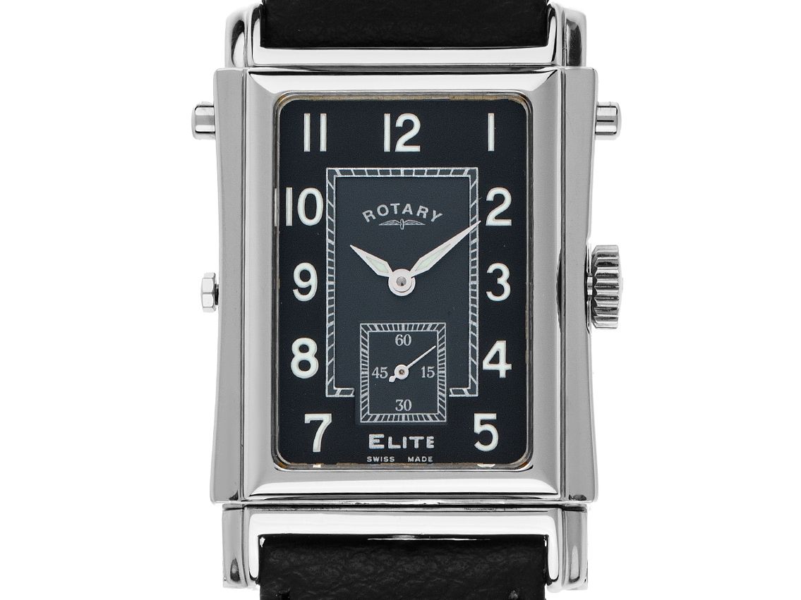 Rotary Elite Reverso Wendegehäuse Stahl Quarz Armband Leder 41x26mm ...
