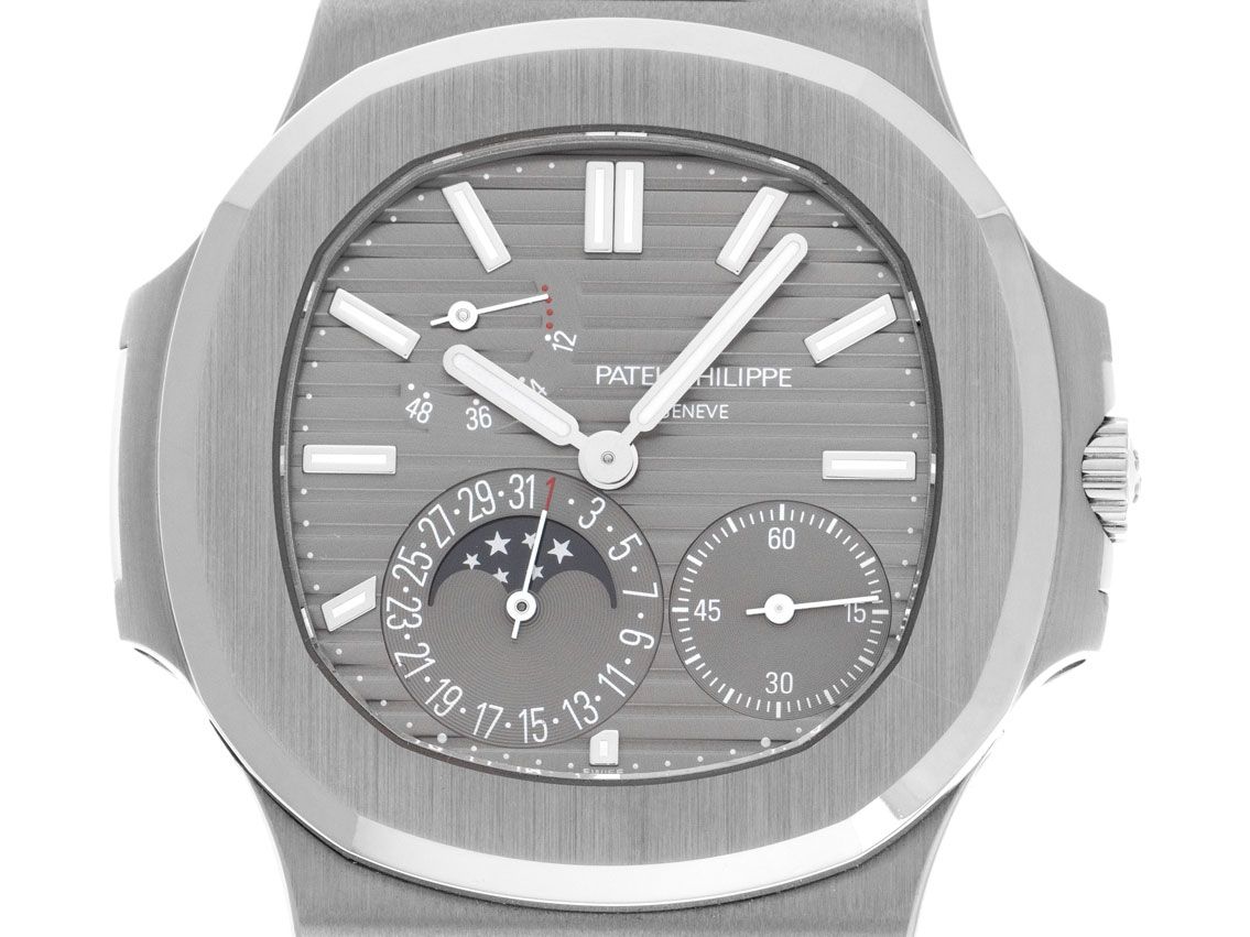 Patek Philippe Nautilus 18kt Weißgold Automatik Mondphase Gangreserve ...