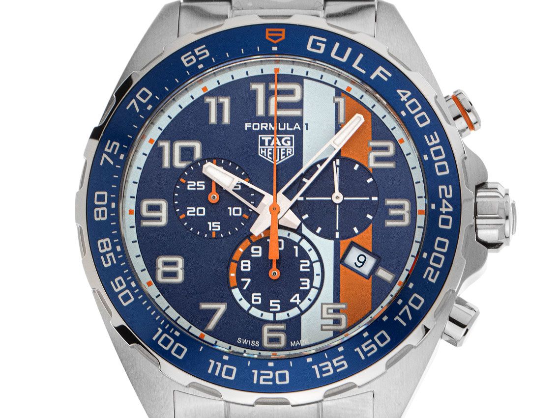 Tag Heuer Formula 1 X Gulf Stahl Quarz Chronograph Armband Stahl 43mm ...